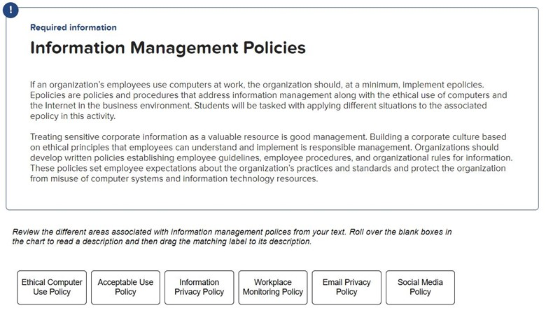 Required information Information Management Policies | Chegg.com