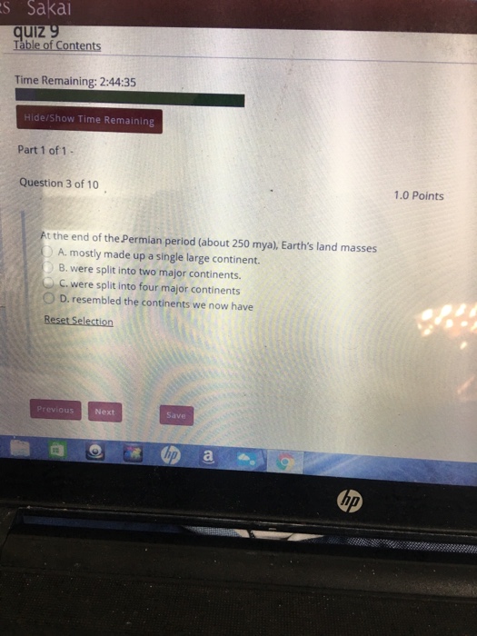 Solved At the end of the Persian period (about 250 mya), | Chegg.com