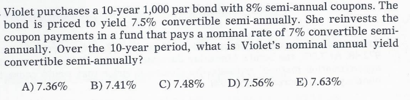 Solved Violet purchases a 10-year 1,000 par bond with 8% | Chegg.com
