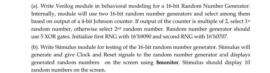 (a). Write Verilog module in behavioral modeling for | Chegg.com