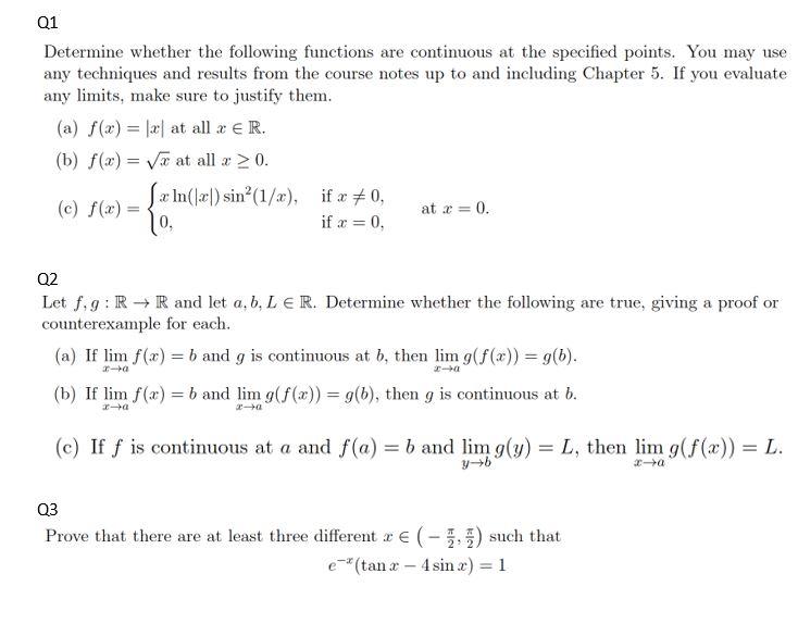 Solved Q1 Determine whether the following functions are | Chegg.com