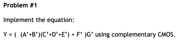 Solved Problem #1 Implement the equation: Y = ( | Chegg.com
