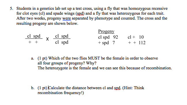 Solved 5. Students in a genetics lab set up a test cross, | Chegg.com