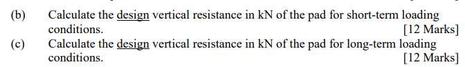 Solved A shallow pad foundation is to be designed to provide | Chegg.com