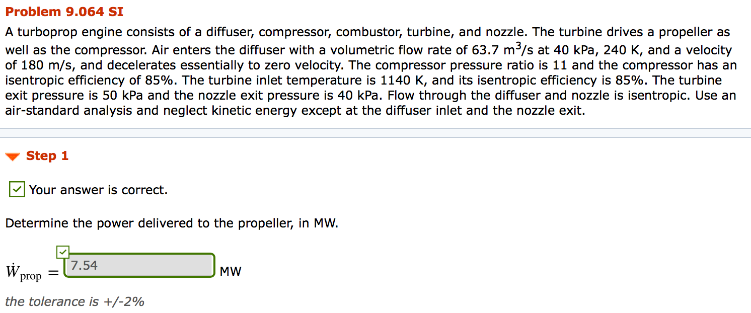 Solved Problem 9.064 SI A turboprop engine consists of a | Chegg.com