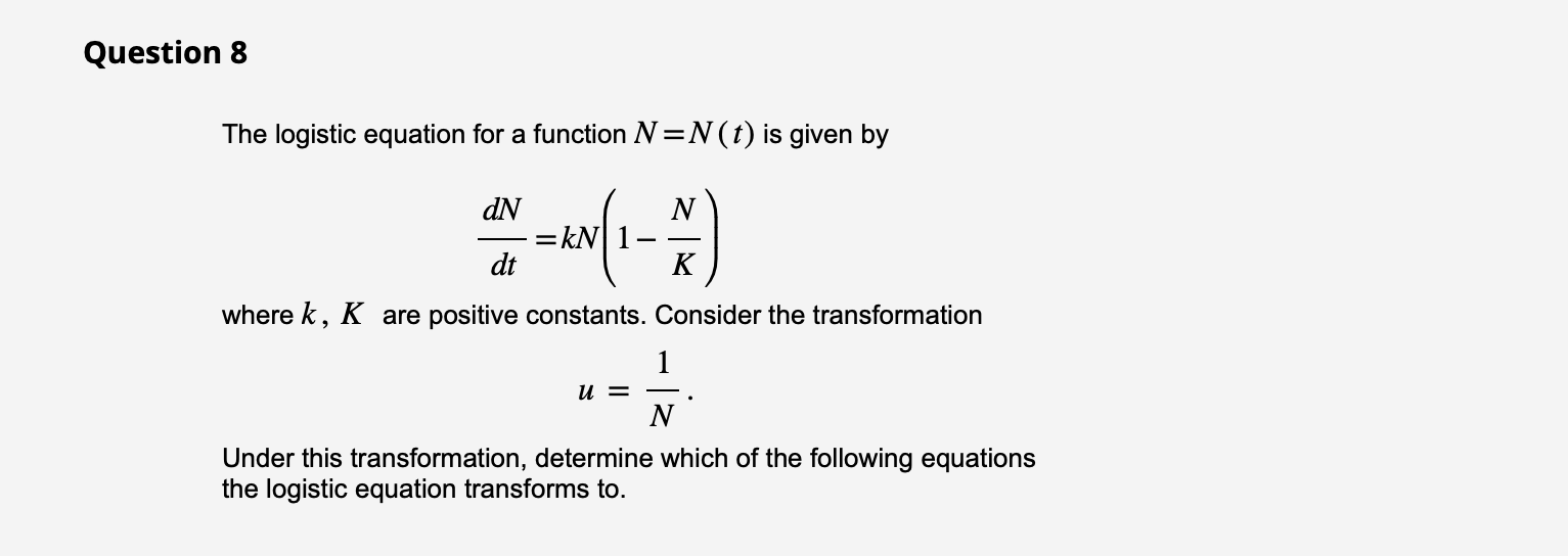 Solved The logistic equation for a function N=N(t) is given | Chegg.com