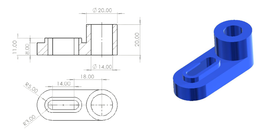 Solved Sketch this part in SOLIDWORKS and explain step by | Chegg.com