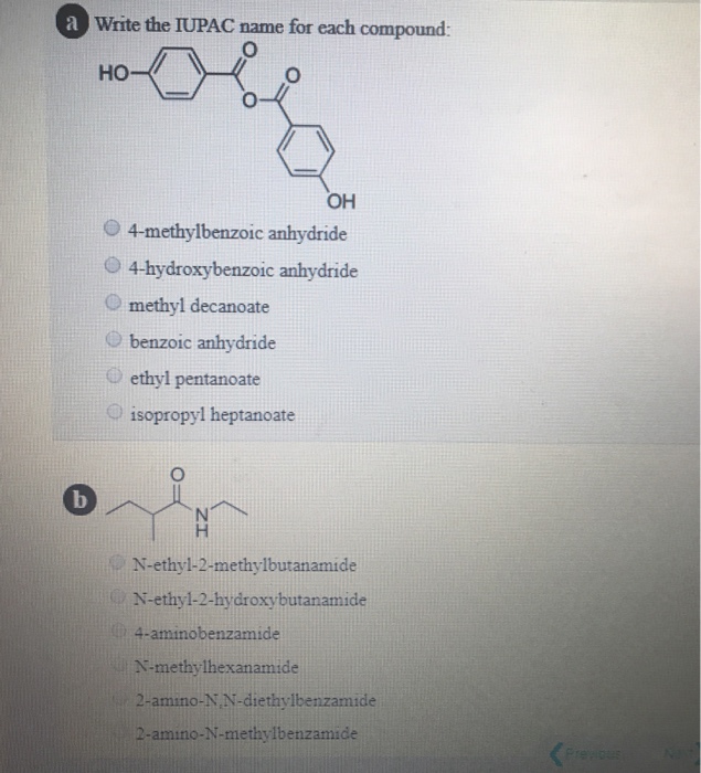 Solved Write the IUPAC name for each compound ?? O | Chegg.com