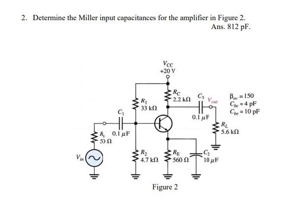 Solved 2. Determine the Miller input capacitances for the | Chegg.com