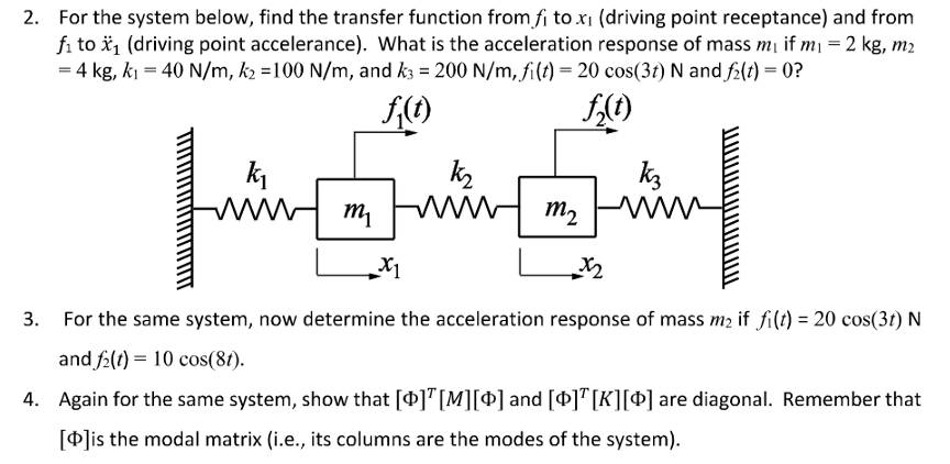 Solved 2. For the system below, find the transfer function | Chegg.com