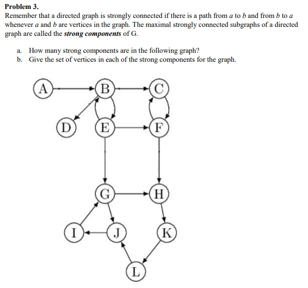 Solved Problem 3. Remember that a directed graph is strongly | Chegg.com