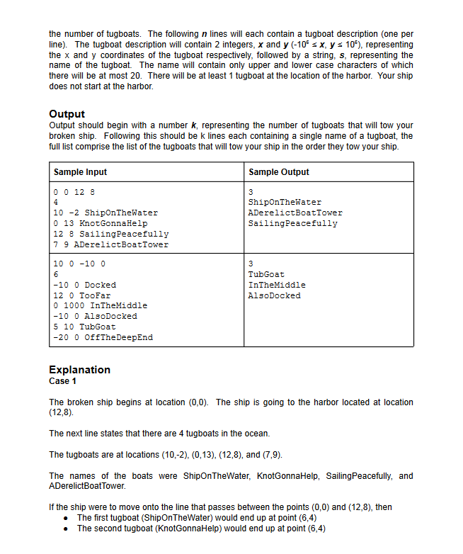 Solved Tugboat Troubles Objective Give practice with sorting | Chegg.com