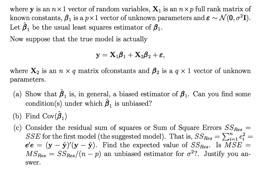 Solved 4. Suppose that the following linear regression model | Chegg.com