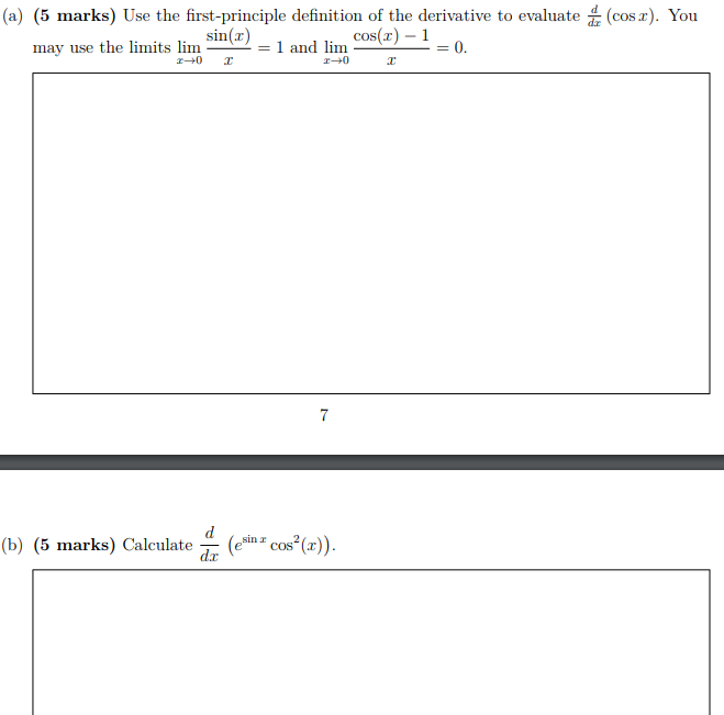 Solved (a) (5 marks) Use the first-principle definition of | Chegg.com