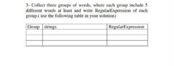 Solved 3- Collect three groups of words, where each group | Chegg.com
