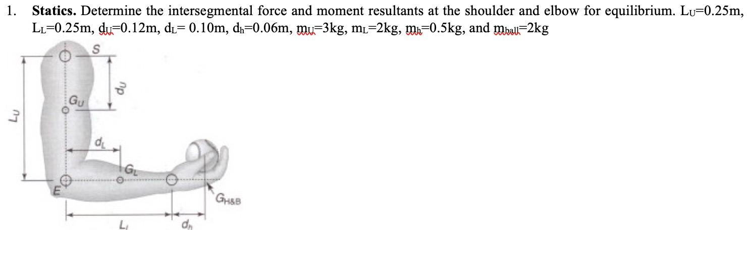 Solved 1. Statics. Determine the intersegmental force and | Chegg.com