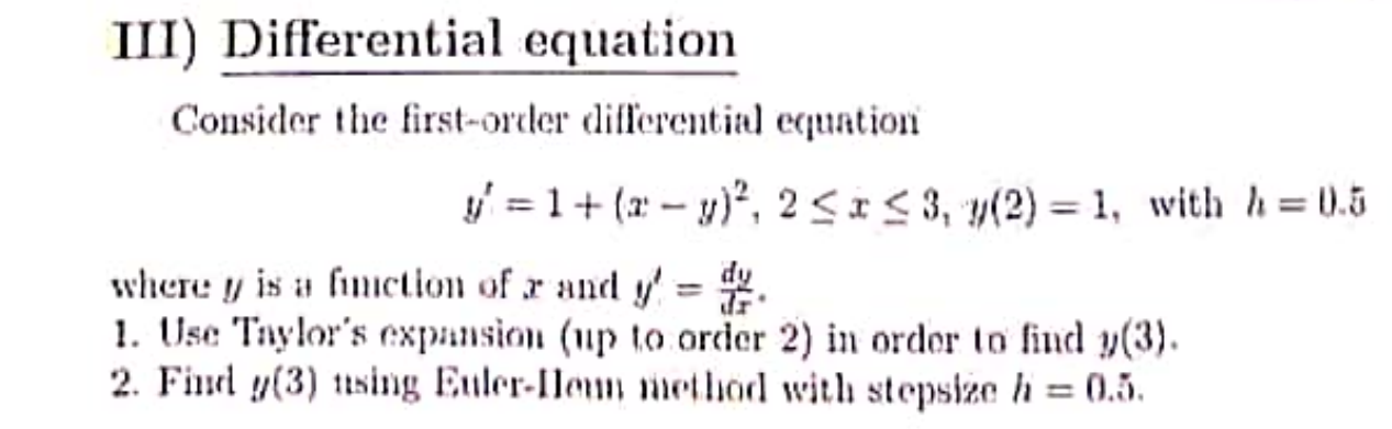 Solved (II) Differential equation Consider the first-order | Chegg.com