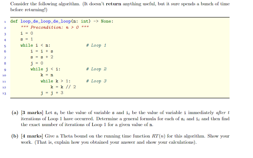 Solved Consider the following algorithm. (It doesn't return | Chegg.com