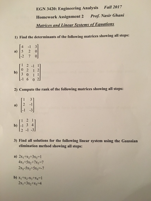 Solved EGN 3420: Engineering Analysis Fall 2017 Homework | Chegg.com