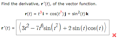 Solved Find the derivative, r′(t), of the vector function. | Chegg.com