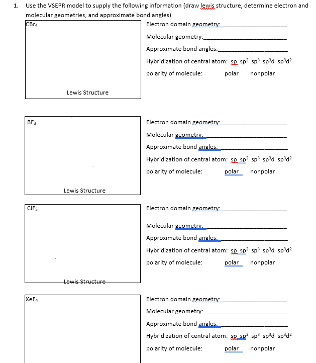 Solved SeF4 Electron domain geometry: Molecular geometry: | Chegg.com