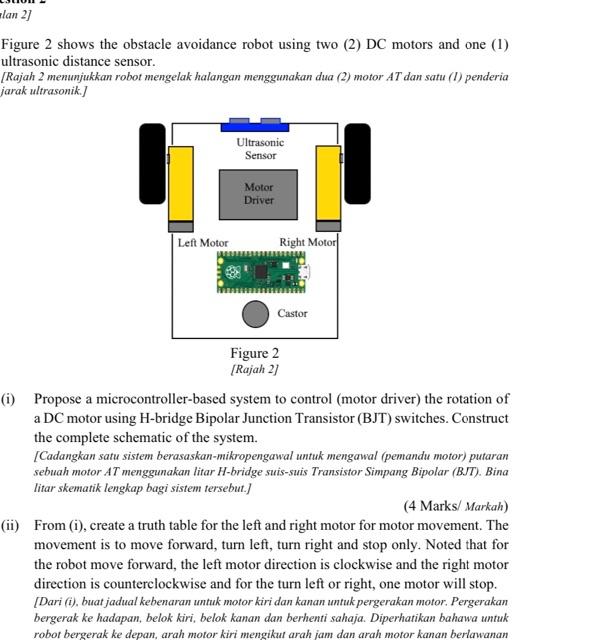 Solved lan 2] Figure 2 shows the obstacle avoidance robot | Chegg.com