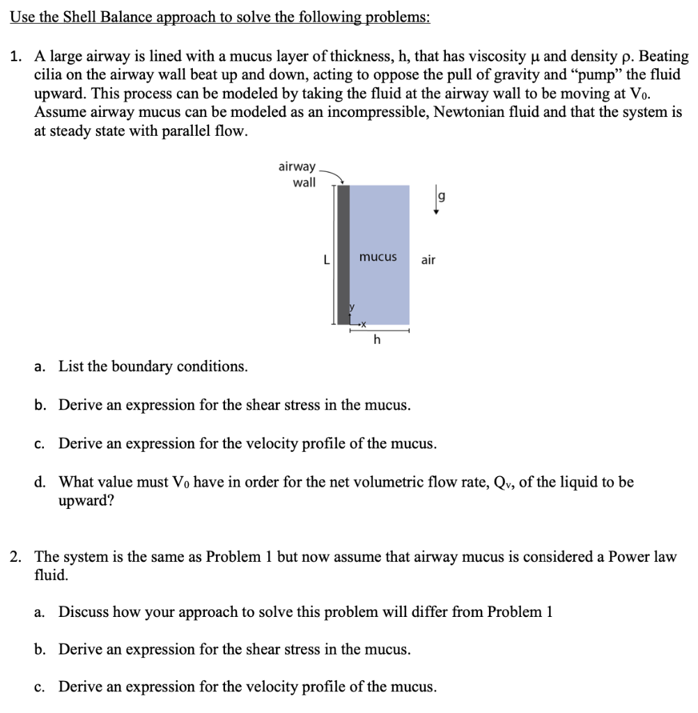 Solved Use the Shell Balance approach to solve the following | Chegg.com