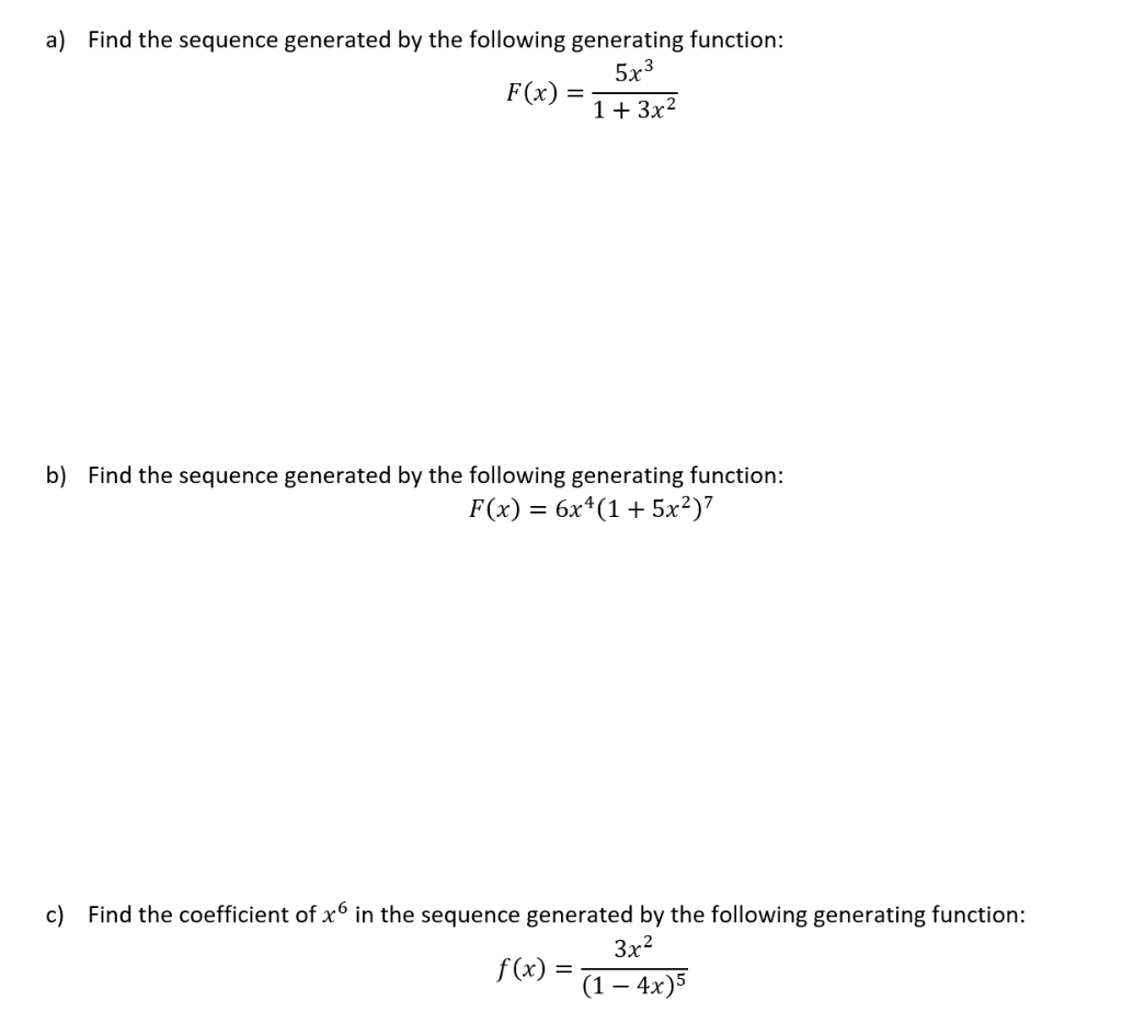 Solved Do each of the following: a) Find the sequence | Chegg.com