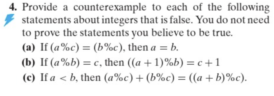 Solved Provide a counterexample to each of the following | Chegg.com