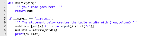 Solved Write a program that prints a "null matrix" as a | Chegg.com