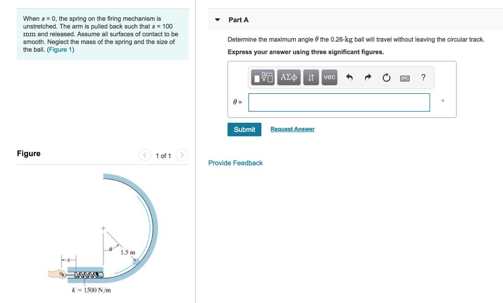 Solved When s 0, the spring on the firing mechanism is | Chegg.com