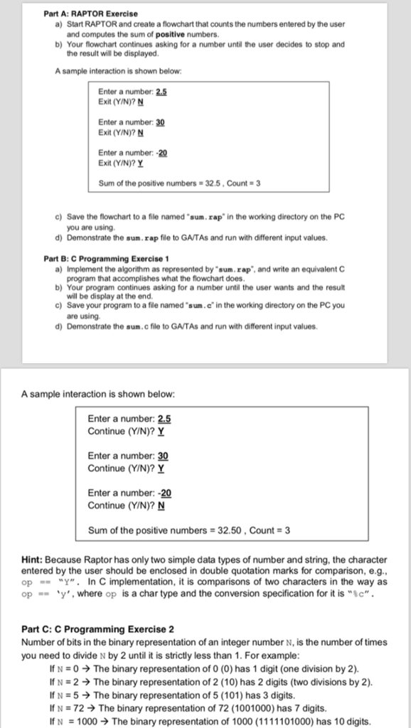 Solved Part A Raptor Exercise A B Your Flowchart 