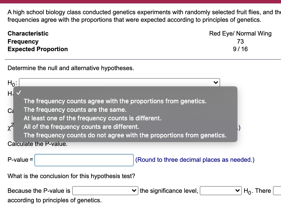 Solved A high school biology class conducted genetics | Chegg.com