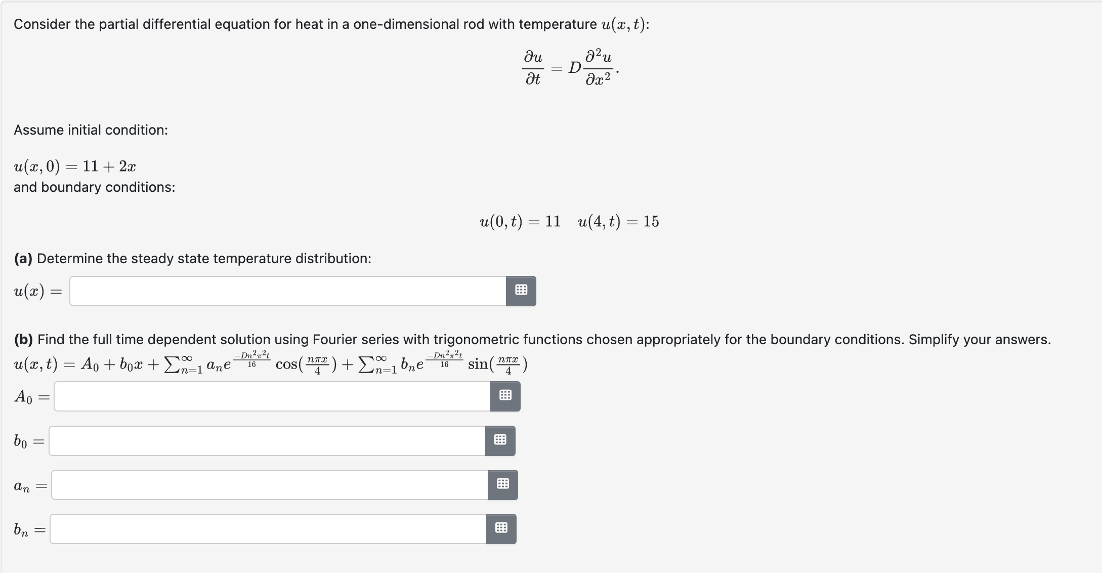 Solved Consider the partial differential equation for heat | Chegg.com
