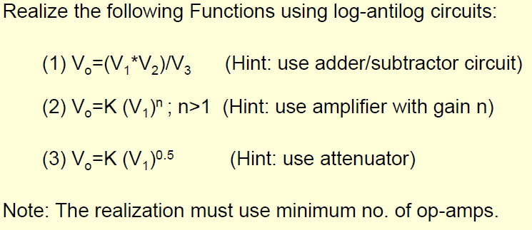 Solved Realize the following Functions using log-antilog | Chegg.com