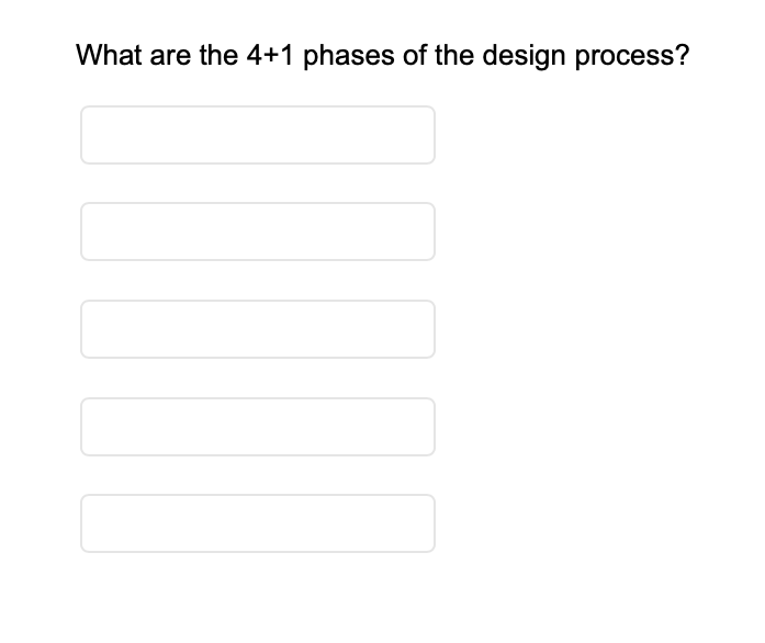 Solved What are the 4+1 phases of the design process? | Chegg.com