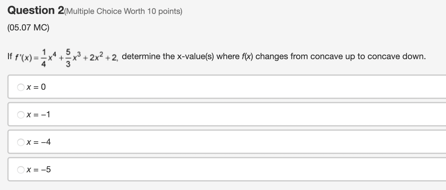Solved Question 2(Multiple Choice Worth 10 points) (05.07 | Chegg.com