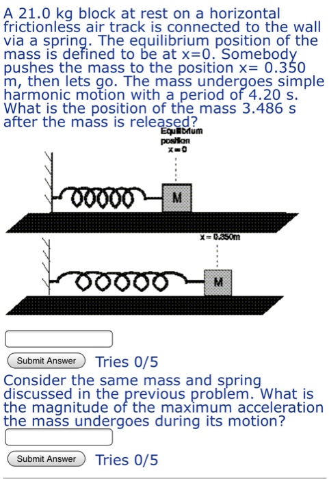 Solved A 21.0 kg block at rest on a horizontal frictionless | Chegg.com