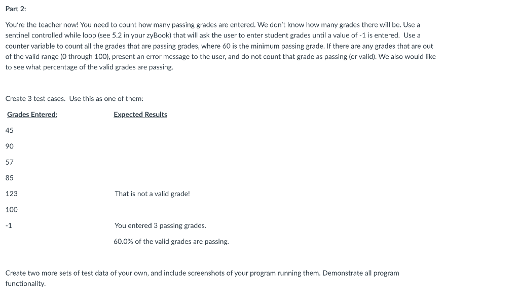 Solved Program 4: Getting Loopy Part 1: You can do A, B, and | Chegg.com