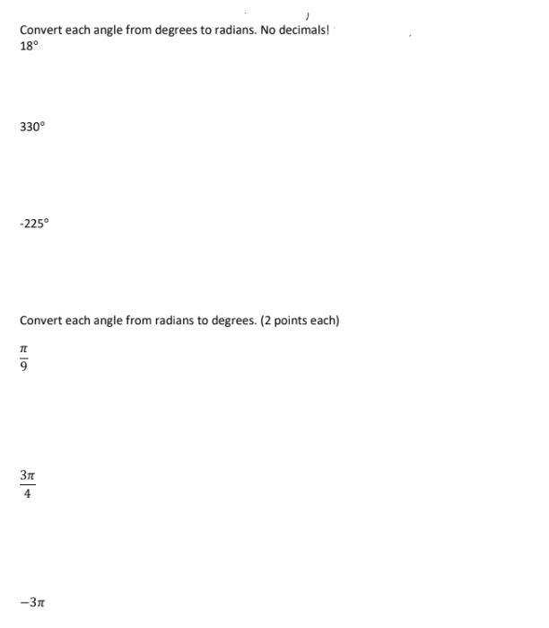 Solved Convert each angle from degrees to radians. No | Chegg.com
