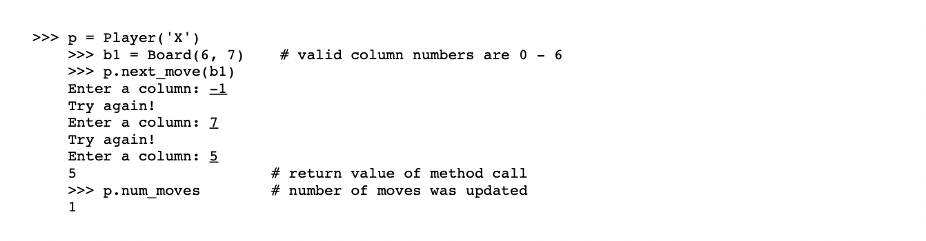 Solved Problem 2: A Connect Four Player class 25 points; | Chegg.com