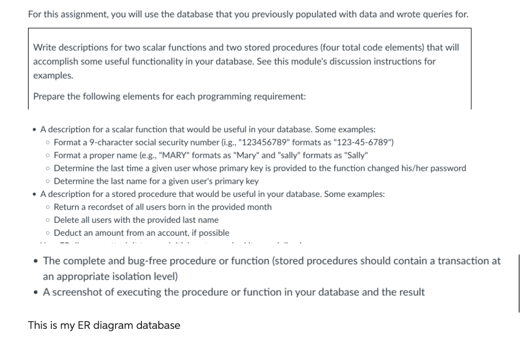 Solved Write descriptions for two scalar functions and two | Chegg.com