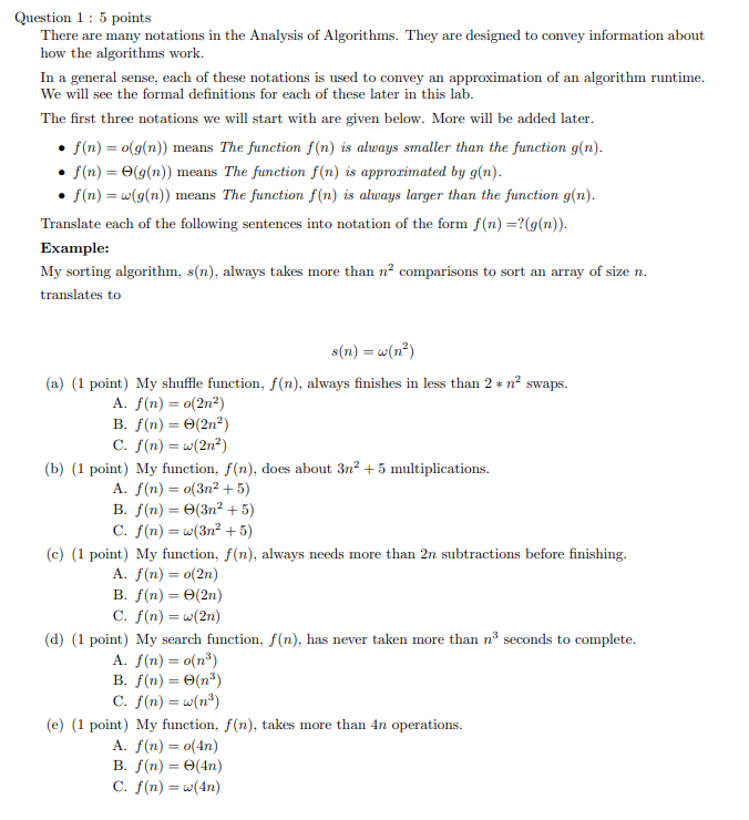 Solved Question 1 : 5 points There are many notations in the | Chegg.com