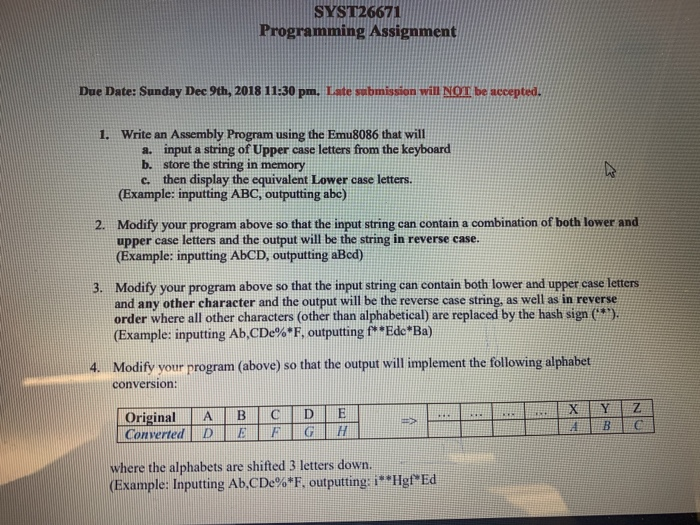 Solved SYST26671 Programming Assignment Due Date: Sunday Dee | Chegg.com