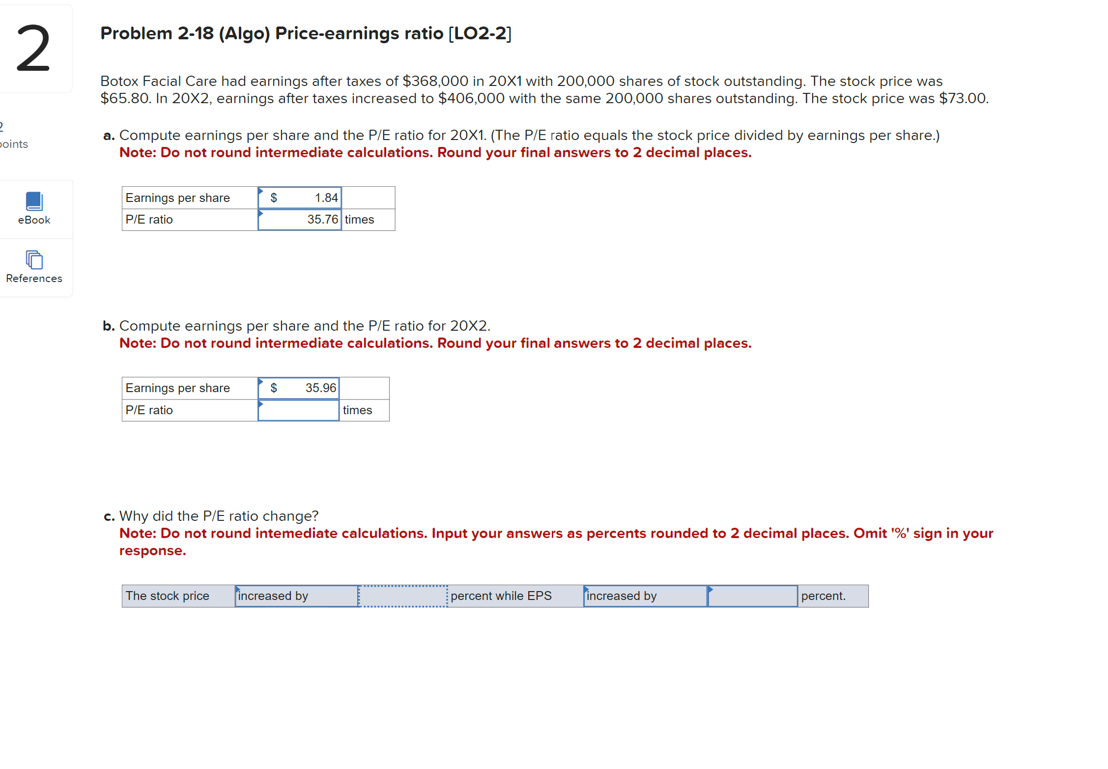 Solved Problem 2-18 (Algo) Price-earnings ratio | Chegg.com Solved Problem 2-18 (Algo) Price-earnings ratio | Chegg.com