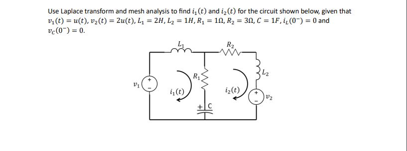 Solved Use Laplace transform and mesh analysis to find i1(t) | Chegg.com