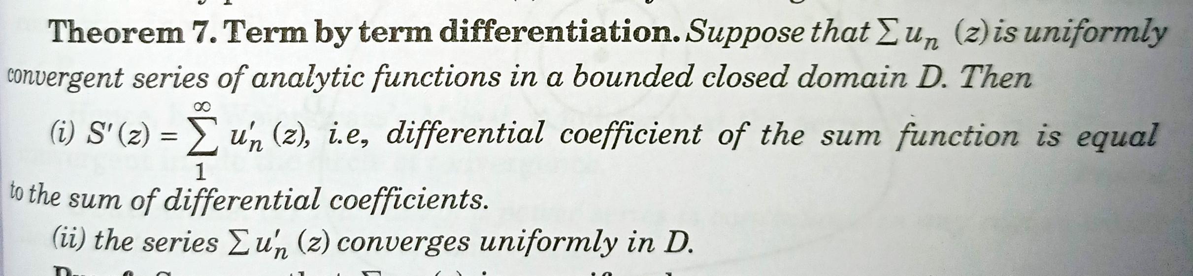 Solved Theorem 7. Term by term differentiation. Suppose that | Chegg.com