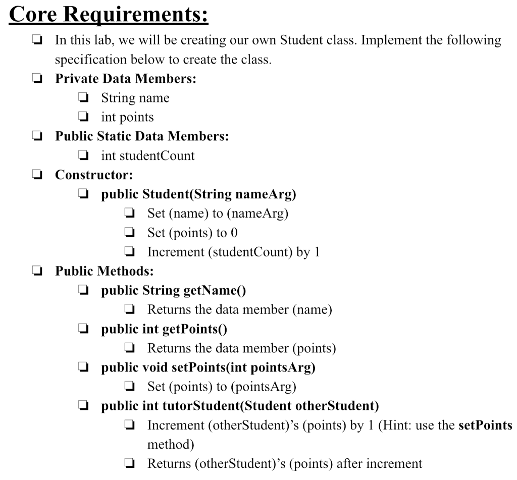 Solved Core Requirements: In this lab, we will be creating | Chegg.com