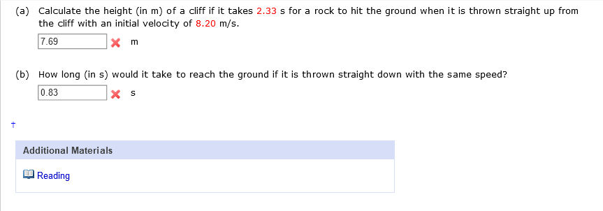 Solved (a) Calculate the height (in m) of a cliff if it | Chegg.com