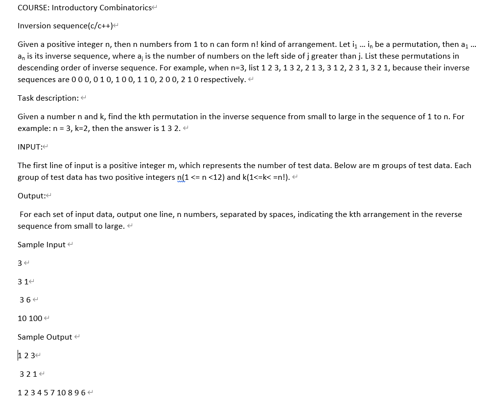 Solved COURSE: Introductory Combinatorics Inversion | Chegg.com